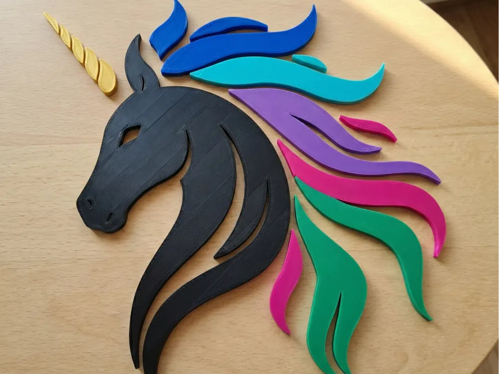 Artistic Modular Unicorn - Rainbow Wall Art - Free 3D Print Model ...