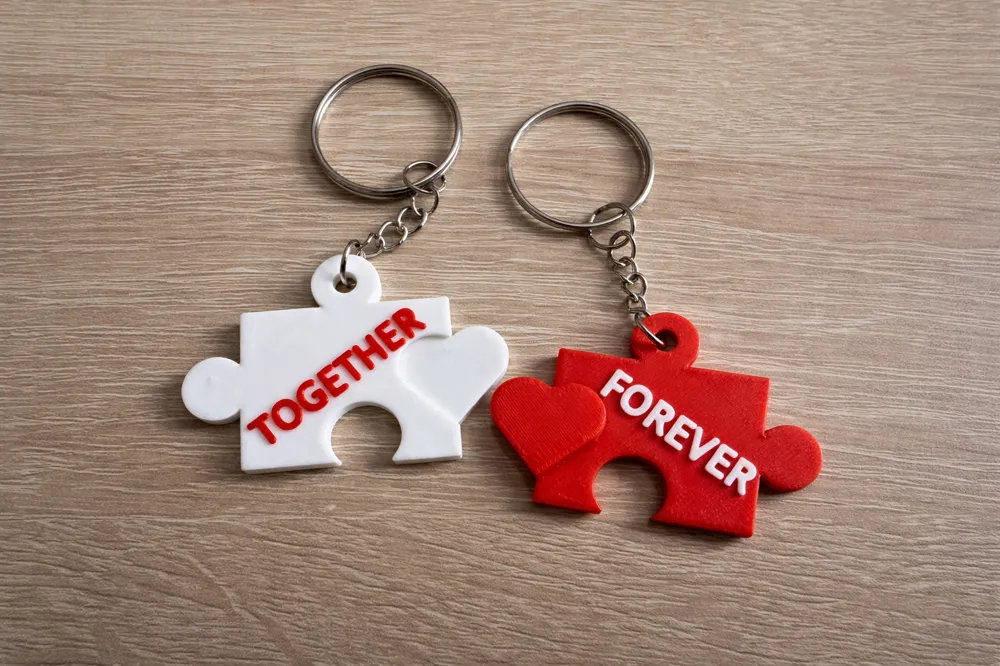 Valentine Puzzle Keychain – Couple Set (2 pcs) - Free 3D Print Model ...