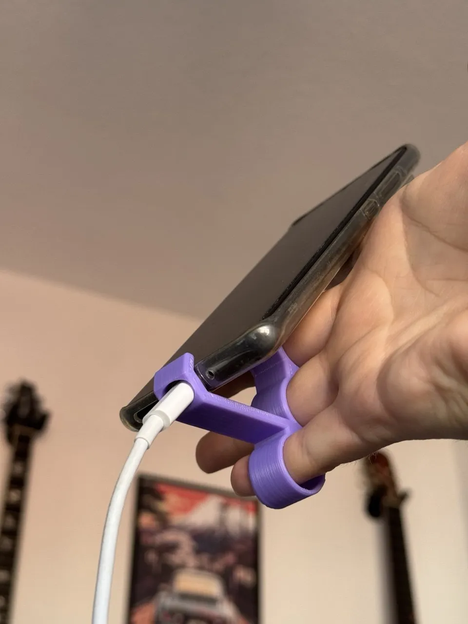 Pinky saver & phone stand with hole for charger - Free 3D Print Model ...