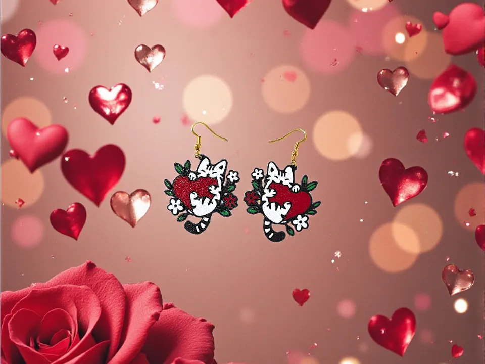 Funny sweet cat earrings - Free 3D Print Model - MakerWorld