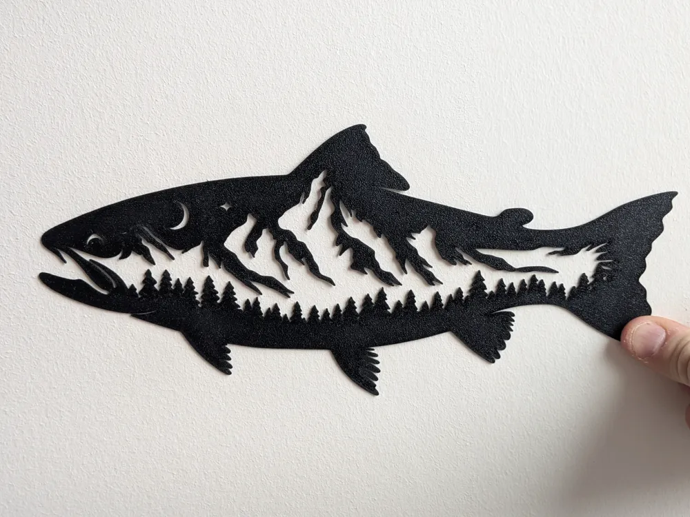 Mountain Trout Fishing Nature 2D Art Decor Fish by polygon_boy - MakerWorld