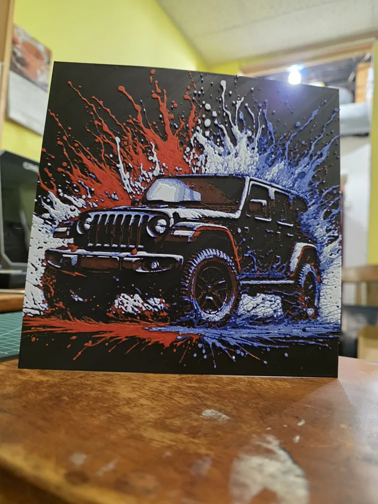 Splash Art Jeep HueForge V3 by Anthony MakerWorld: Download Free 3D Models