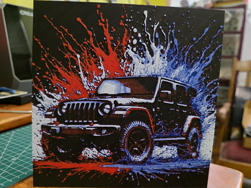 Splash Art Jeep HueForge V3 by Anthony MakerWorld: Download Free 3D Models
