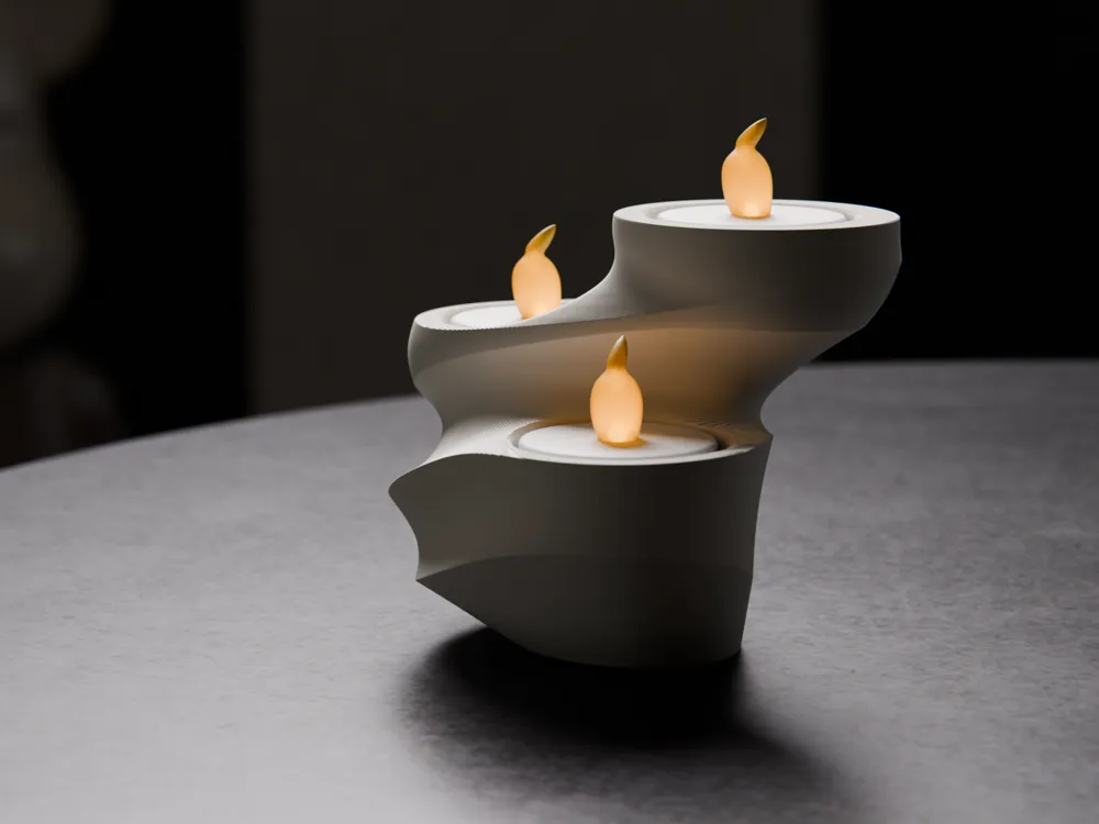 Swirl - LED tea light holder by pozsar MakerWorld: Download Free 3D Models