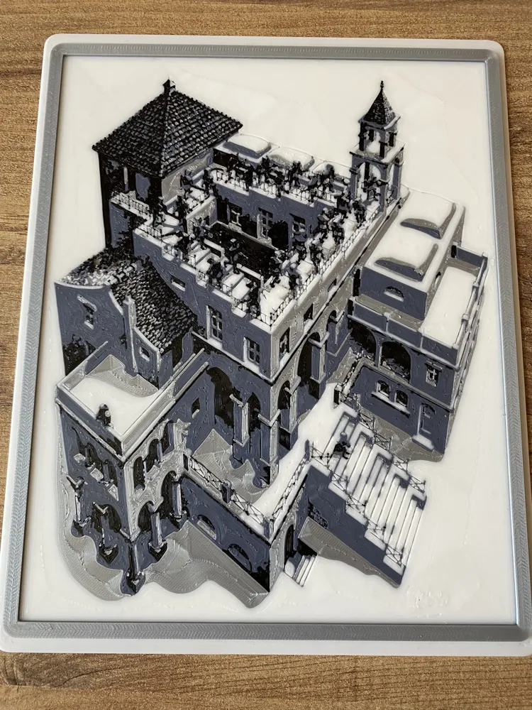 Escher / Ascending and Descending HueForge by Yaprak MakerWorld ...