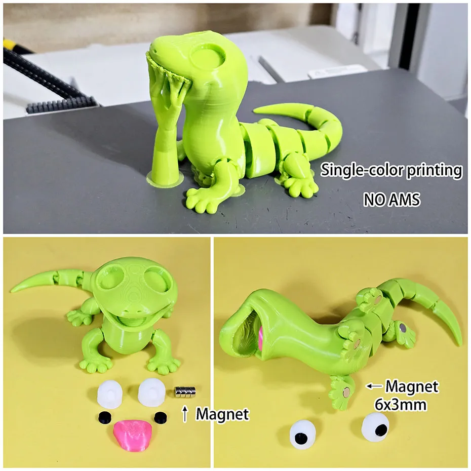 Articulated Happy Lizard Magnet - Free 3D Print Model - MakerWorld