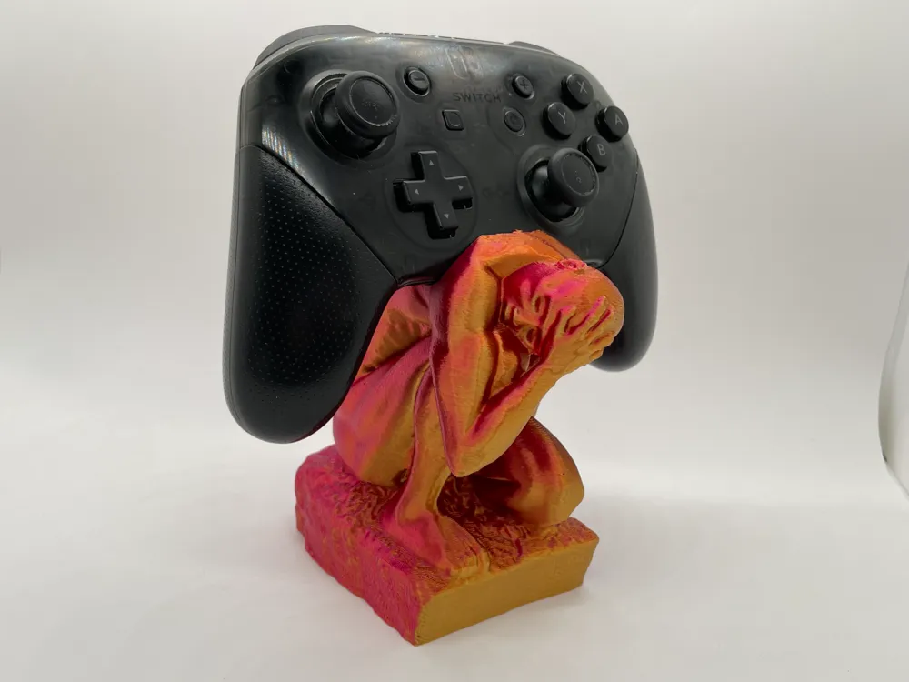 Switch Pro Controller stand kneeling man statue by RyGuy Design - MakerWorld