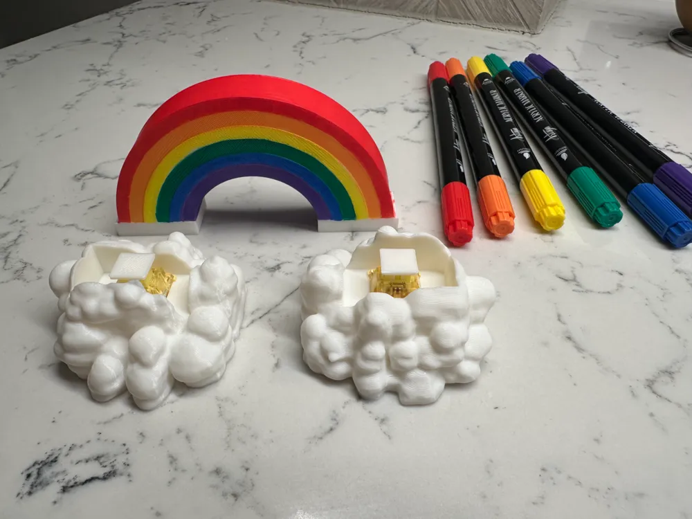 Rainbow in Clouds Dual Keyboard Clicker by IP_YAY - MakerWorld