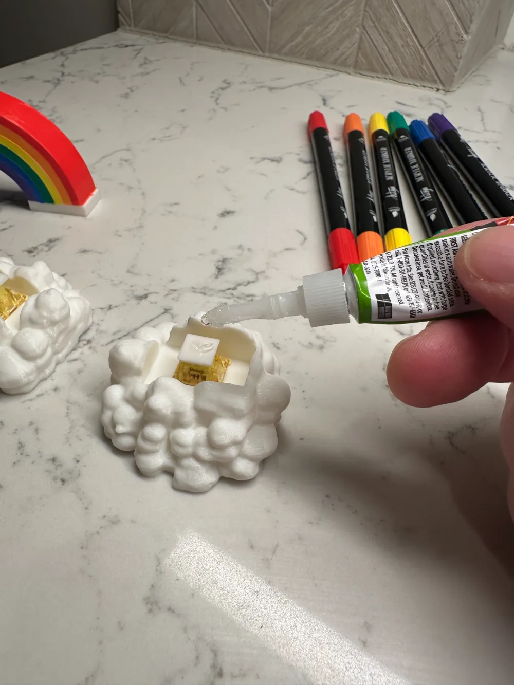 Rainbow in Clouds Dual Keyboard Clicker by IP_YAY - MakerWorld