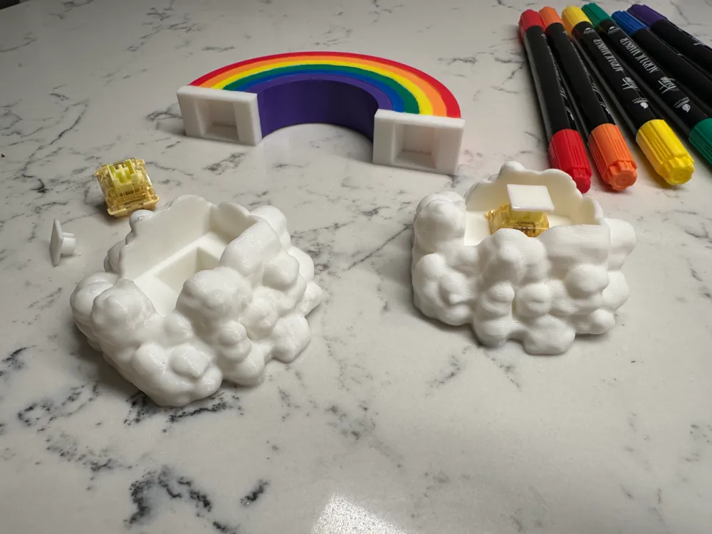 Rainbow in Clouds Dual Keyboard Clicker by IP_YAY - MakerWorld
