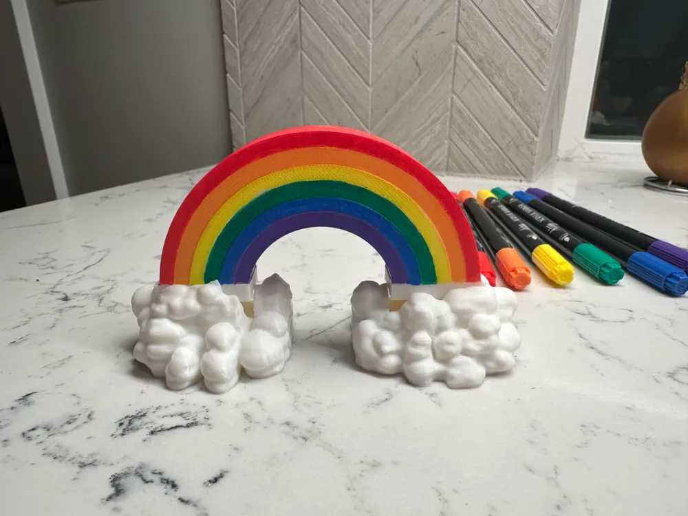 Rainbow in Clouds Dual Keyboard Clicker by IP_YAY - MakerWorld