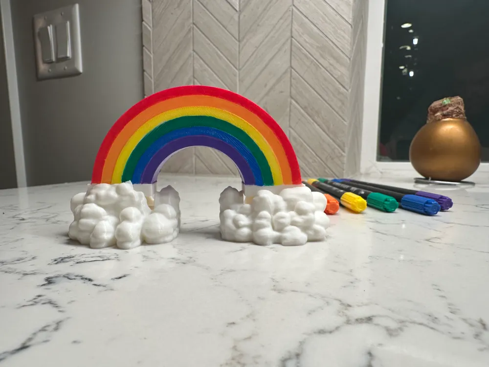 Rainbow in Clouds Dual Keyboard Clicker by IP_YAY - MakerWorld