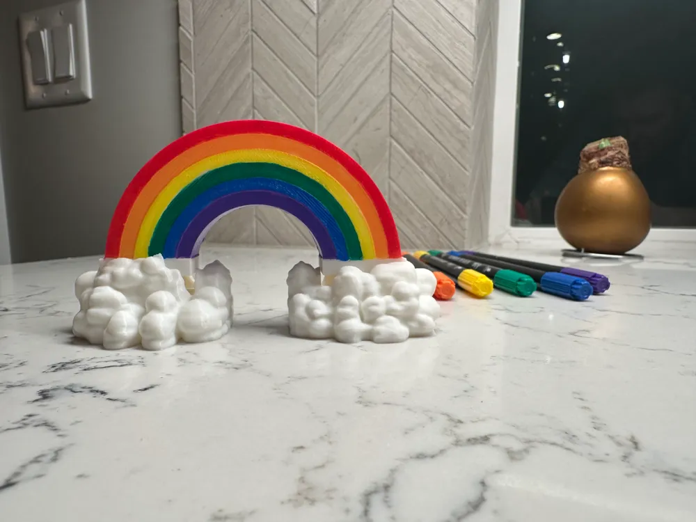 Rainbow in Clouds Dual Keyboard Clicker by IP_YAY - MakerWorld