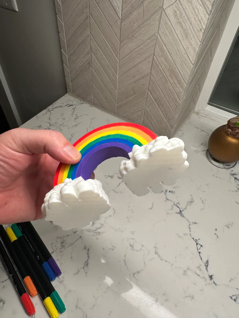 Rainbow in Clouds Dual Keyboard Clicker by IP_YAY - MakerWorld