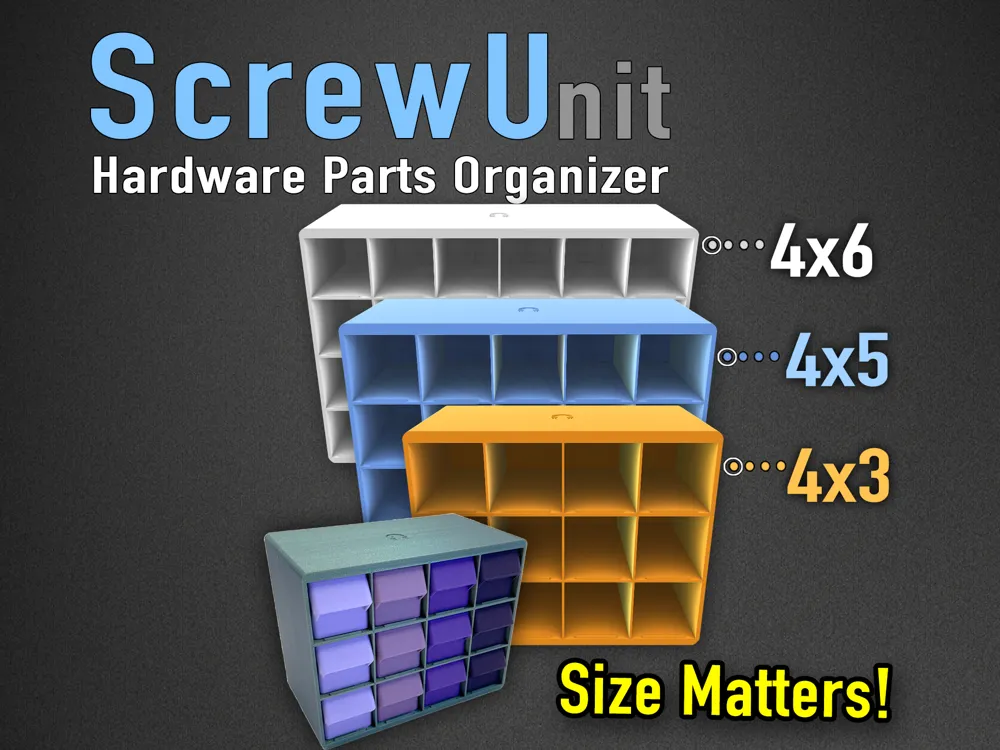 Screw Unit Hardware Organizer Storage - 3 sizes - Free 3D Print Model ...