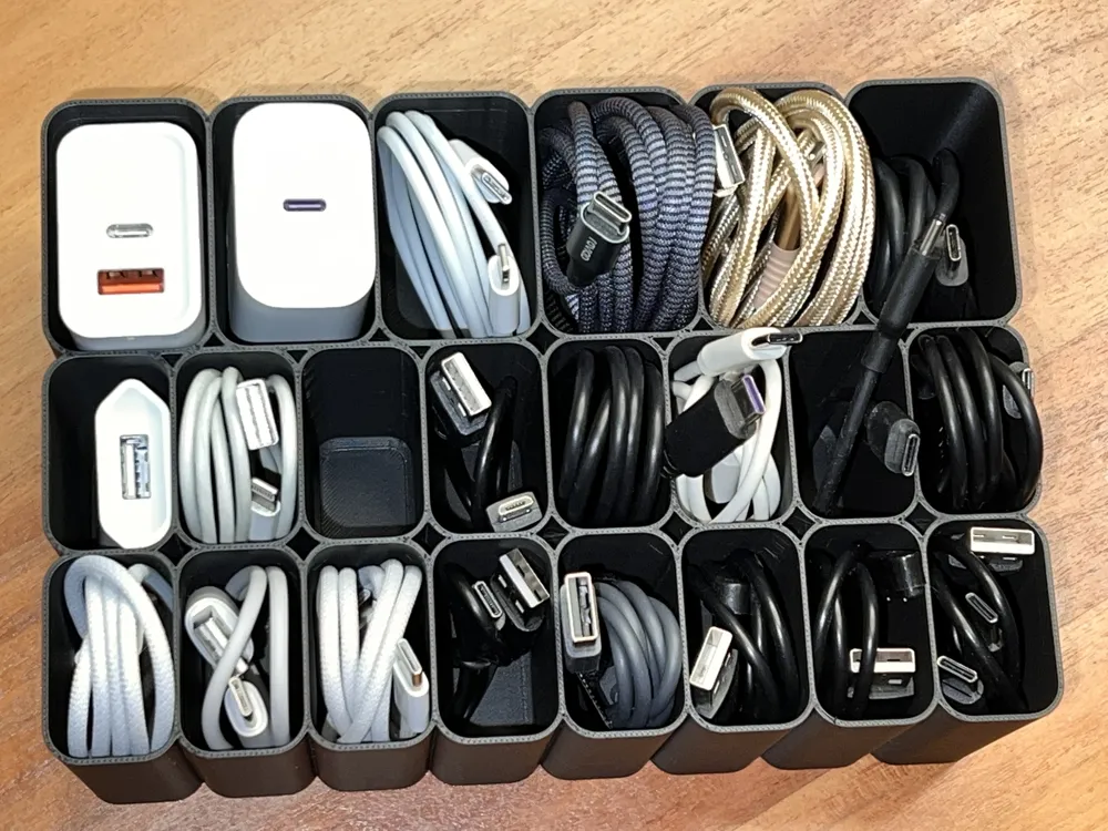 USB cable organizer Box tray IPhone Samsung - Free 3D Print Model ...