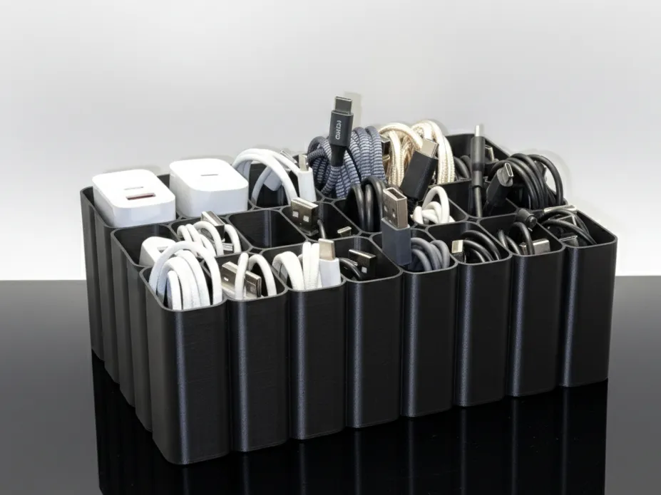 USB cable organizer Box tray IPhone Samsung - Free 3D Print Model ...