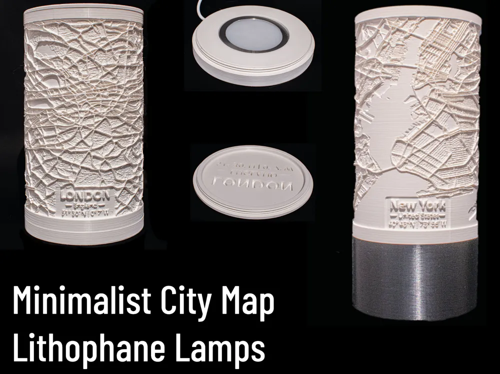 Minimalist City Map Lithophane Lamps by FritzPeppone MakerWorld: Download Free 3D Models