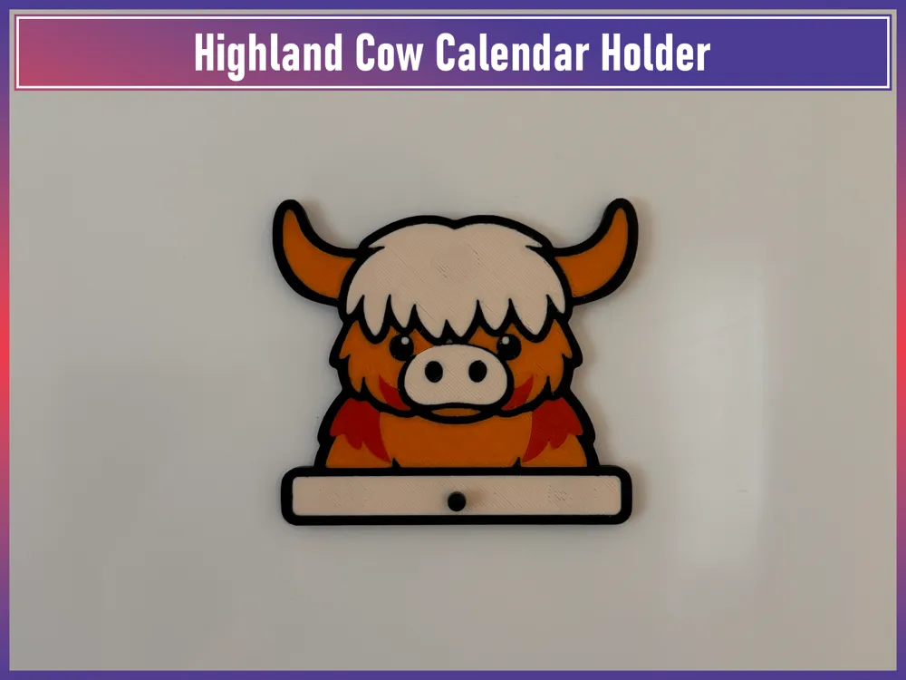 Highland Cow Calendar Holder - Free 3D Print Model - MakerWorld