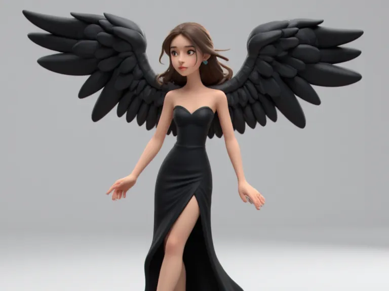 Angel girl in a long dress with wings - Free 3D Print Model - MakerWorld