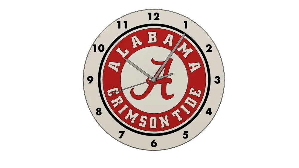 Alabama Crimson Tide Logo Clock by Scubafan - MakerWorld