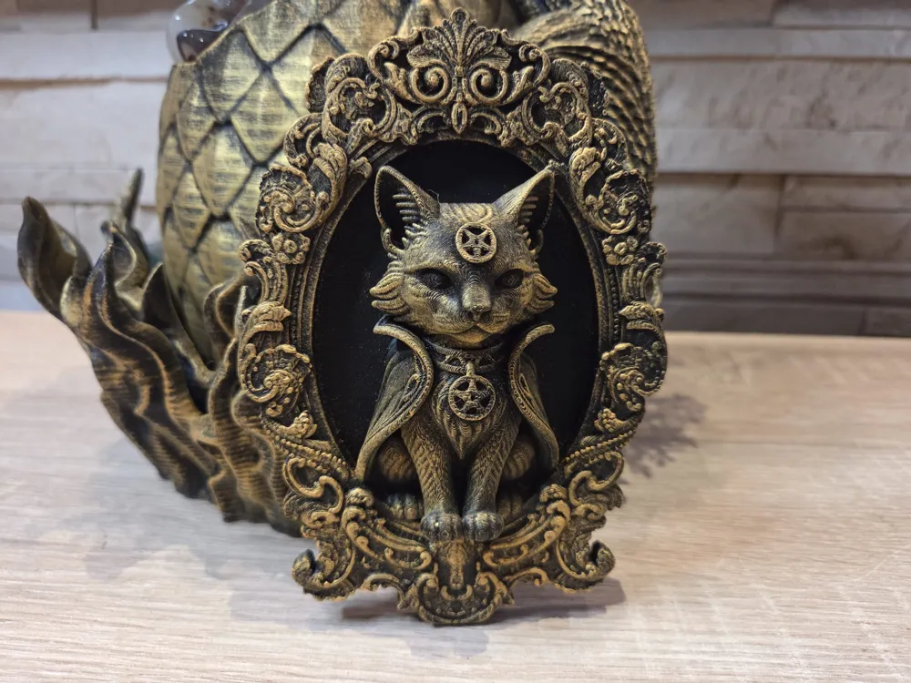 Gothic Cat in Vintage Baroque Picture Frame - Free 3D Print Model ...