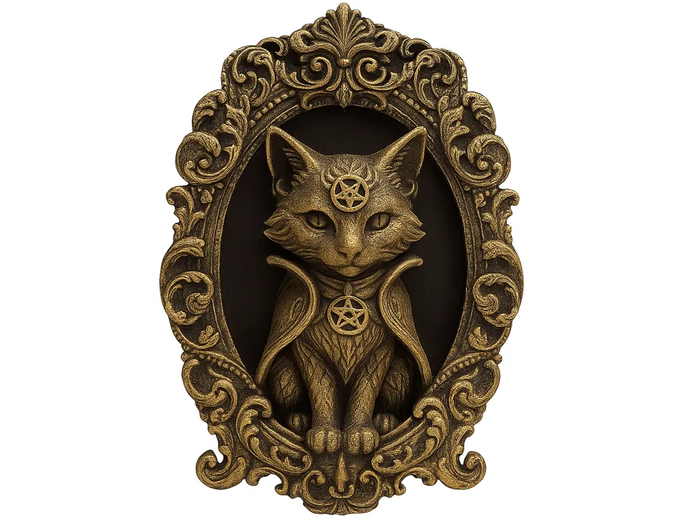 Gothic Cat in Vintage Baroque Picture Frame - Free 3D Print Model ...