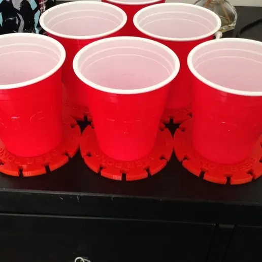 Beer Pong Cup Holder / Interlocking Coaster - Free 3D Print Model ...