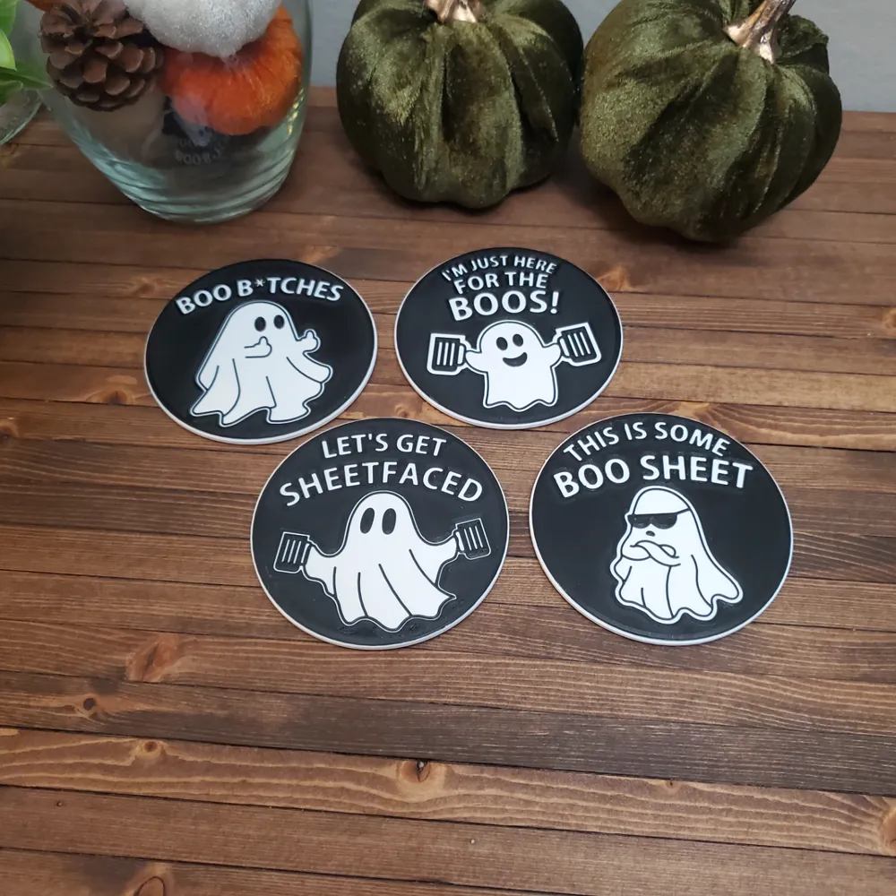 Funny Ghost Coasters - Halloween Ghost Decoration - Free 3D Print Model ...