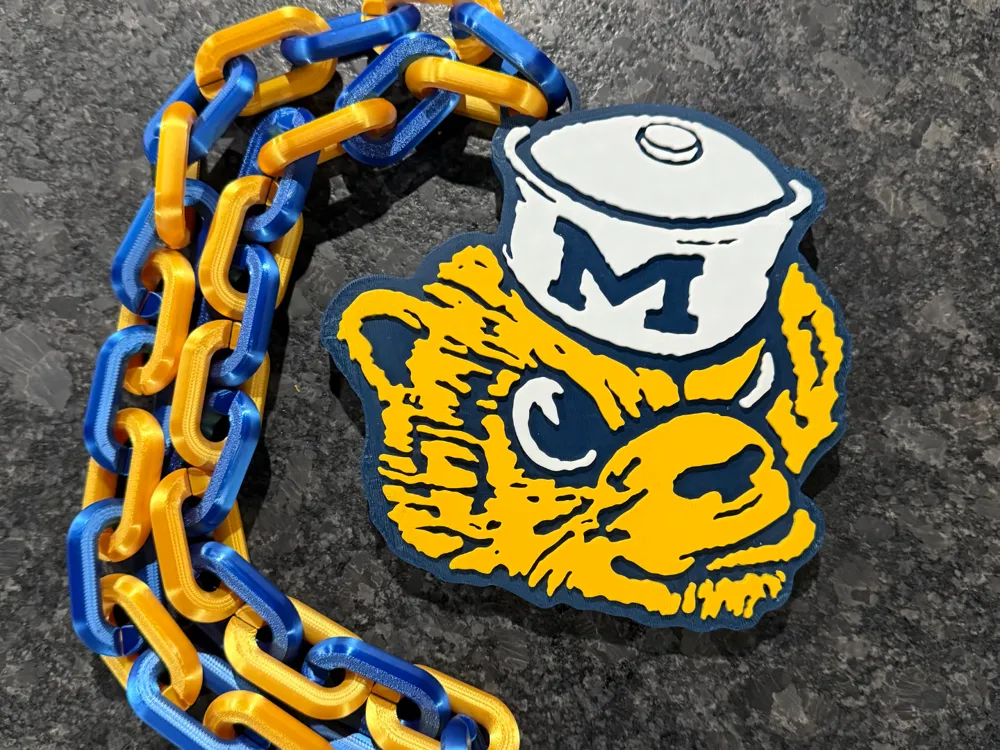 University of Michigan Throwback Turnover Chain - Free 3D Print Model ...