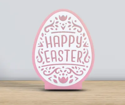 Happy Easter Sign - Egg Shaped - Standing by JF-699 - MakerWorld
