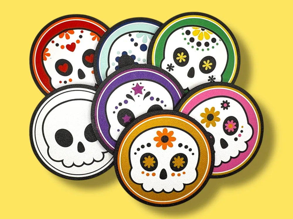 Dia de Los Muertos - Sugar Skull Coaster Set - Free 3D Print Model ...