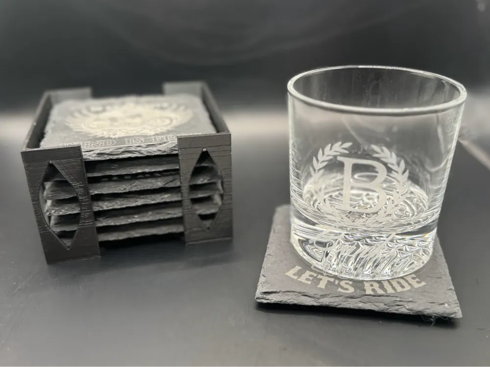 Square Slate Coaster Holder by jake MakerWorld: Download Free 3D Models