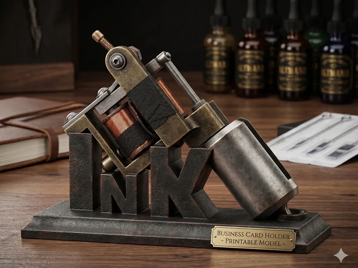 Tattoo Machine Business Card Holder - Free 3D Print Model - MakerWorld
