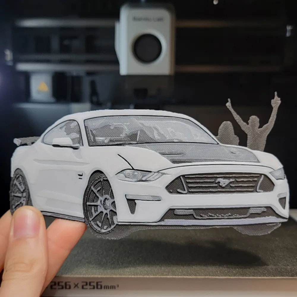 Monochrome Mustang (HueForge) by NeoKoi Prints - MakerWorld