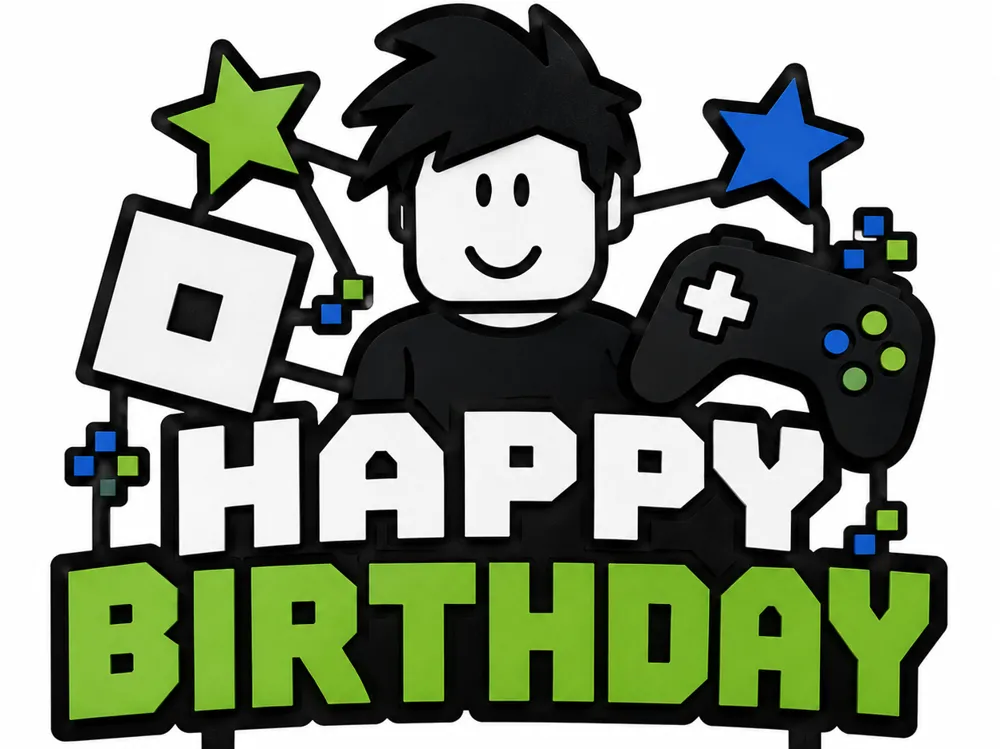 Gaming Birthday Cake Topper - Free 3D Print Model - MakerWorld