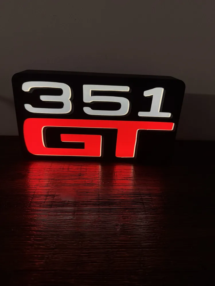 Ford 351 GT Badge Logo LED Light Up Sign by vidguide MakerWorld ...