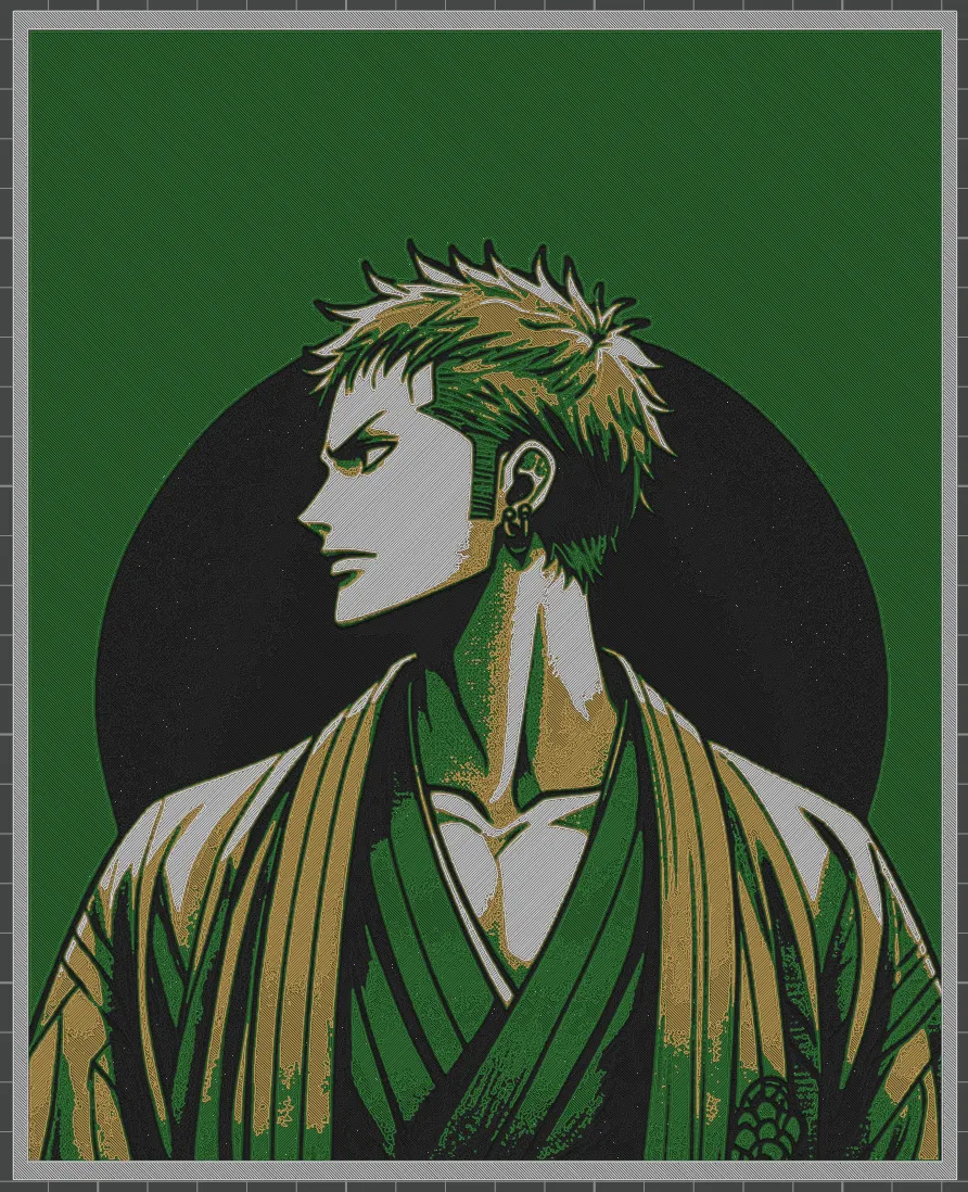 Hueforge - One Piece - Zoro Side View by Cloudy Nostalgia - MakerWorld