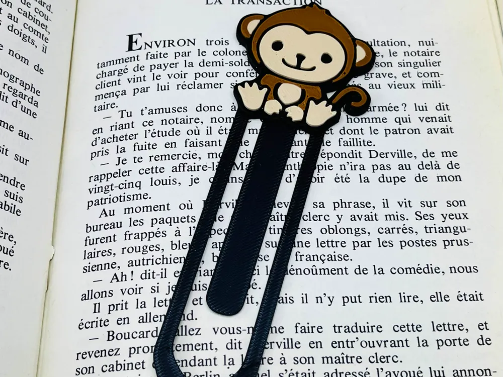 Cute Monkey Bookmark by azMakerWorld: Download Free 3D Models