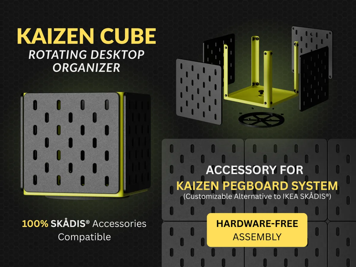 KAIZEN CUBE: Desktop Organizer - SKÅDIS compatible - Free 3D Print Model - MakerWorld