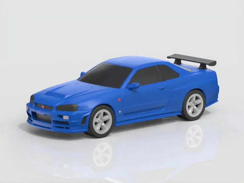 Nissan Skyline GT-R R34 Sports Racing Car Assembly / Movable Wheels ...
