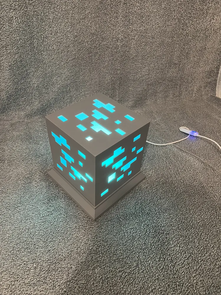Minecraft Diamond Ore LED Lamp (Kit LED 001) - Free 3D Print Model ...