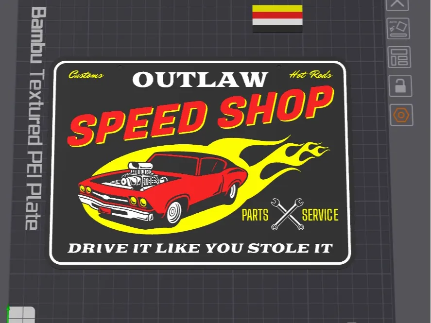 Outlaw Speed Shop Sign by Wizard7741 - MakerWorld
