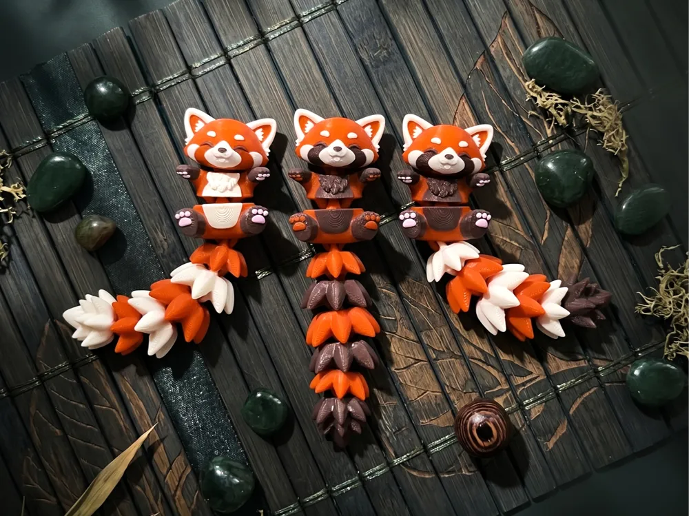 Fluffy Tail Cute Flexi Red Panda - Toy / Keychain - Free 3D Print Model ...
