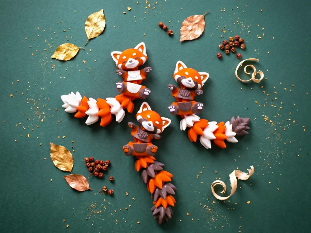 Fluffy Tail Cute Flexi Red Panda - Toy / Keychain - Free 3D Print Model ...