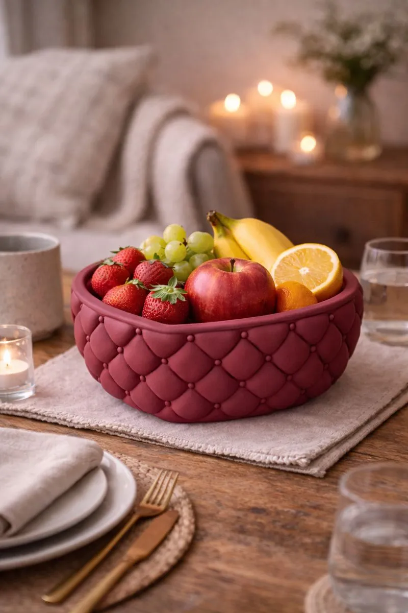 Heart-Shaped Quilted Fruit Bowl - Free 3D Print Model - MakerWorld