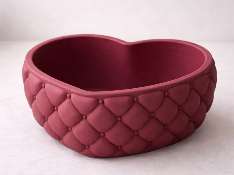 Heart-Shaped Quilted Fruit Bowl - Free 3D Print Model - MakerWorld