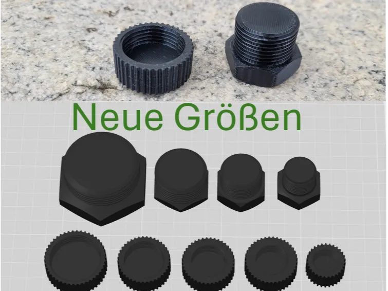 Winter Plugs and Caps, Various Inch Threads - Free 3D Print Model ...