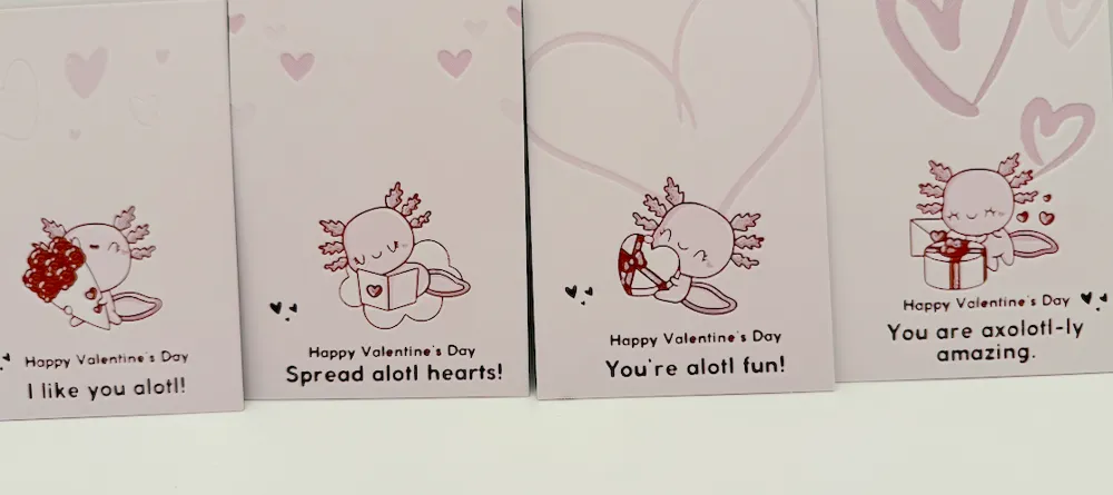 Axolotl valentines cards set 2 by Taikounou - MakerWorld