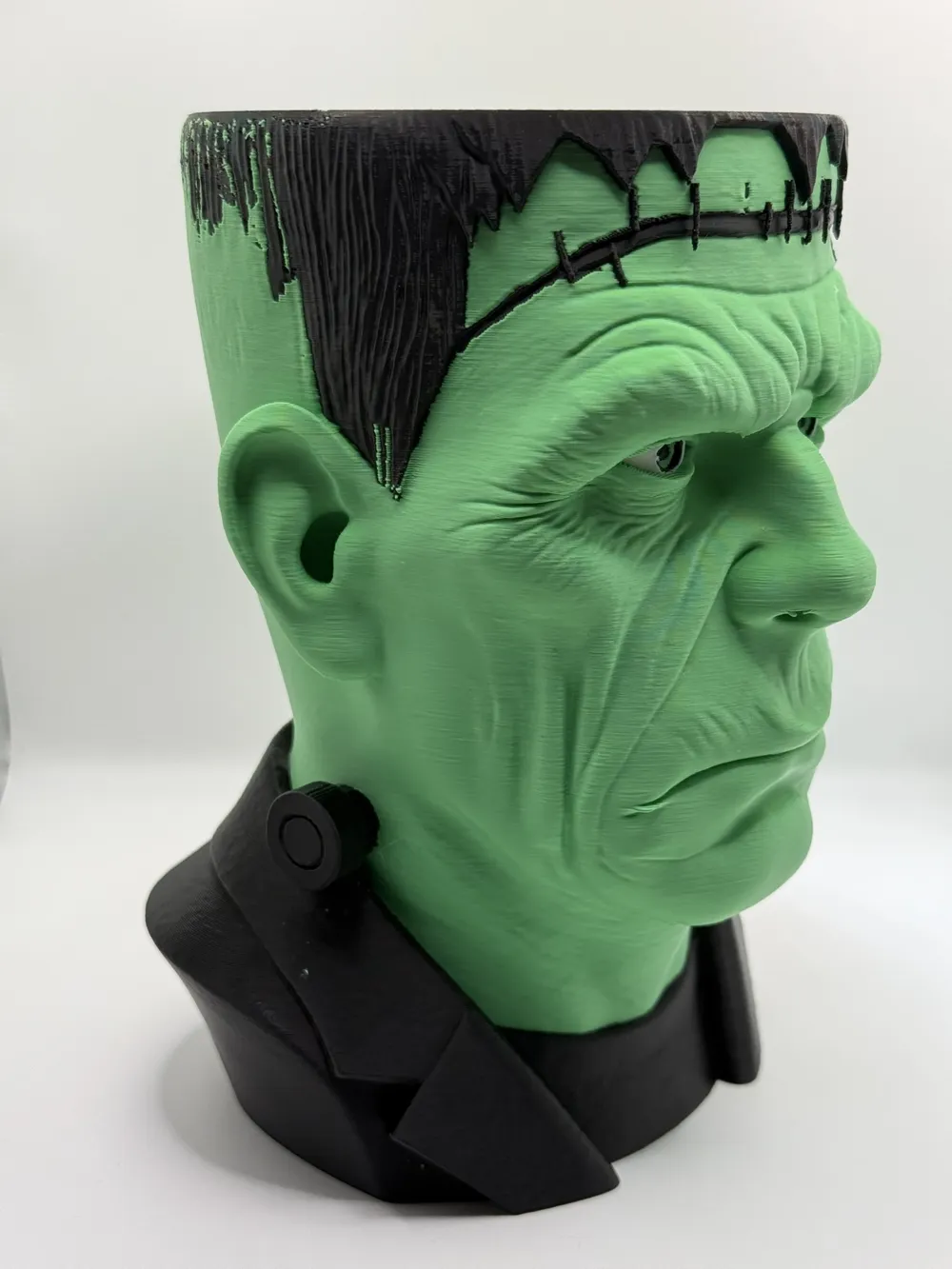 Frankenstein Head Halloween Candy and Flower Pot - Free 3D Print Model ...